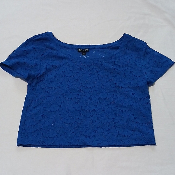Express | Tops | Blue Lace Crop Top Xs | Poshmark